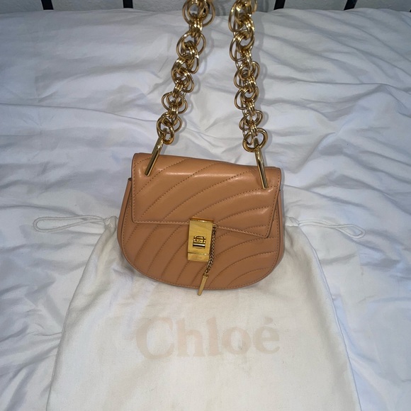 Chloe | Bags | Chloe Peach Pink Leather Bijou Drew Bag With Chain ...